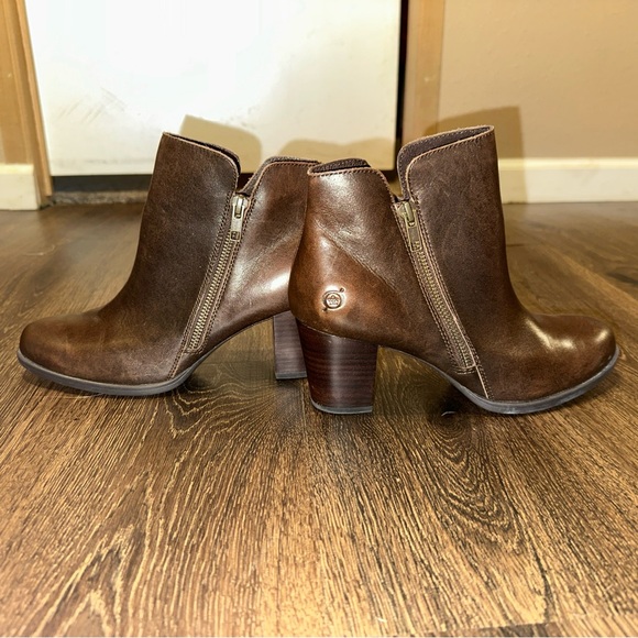 Born | Shoes | Born Brown Leather Ankle Booties With Chunky Heel | Poshmark